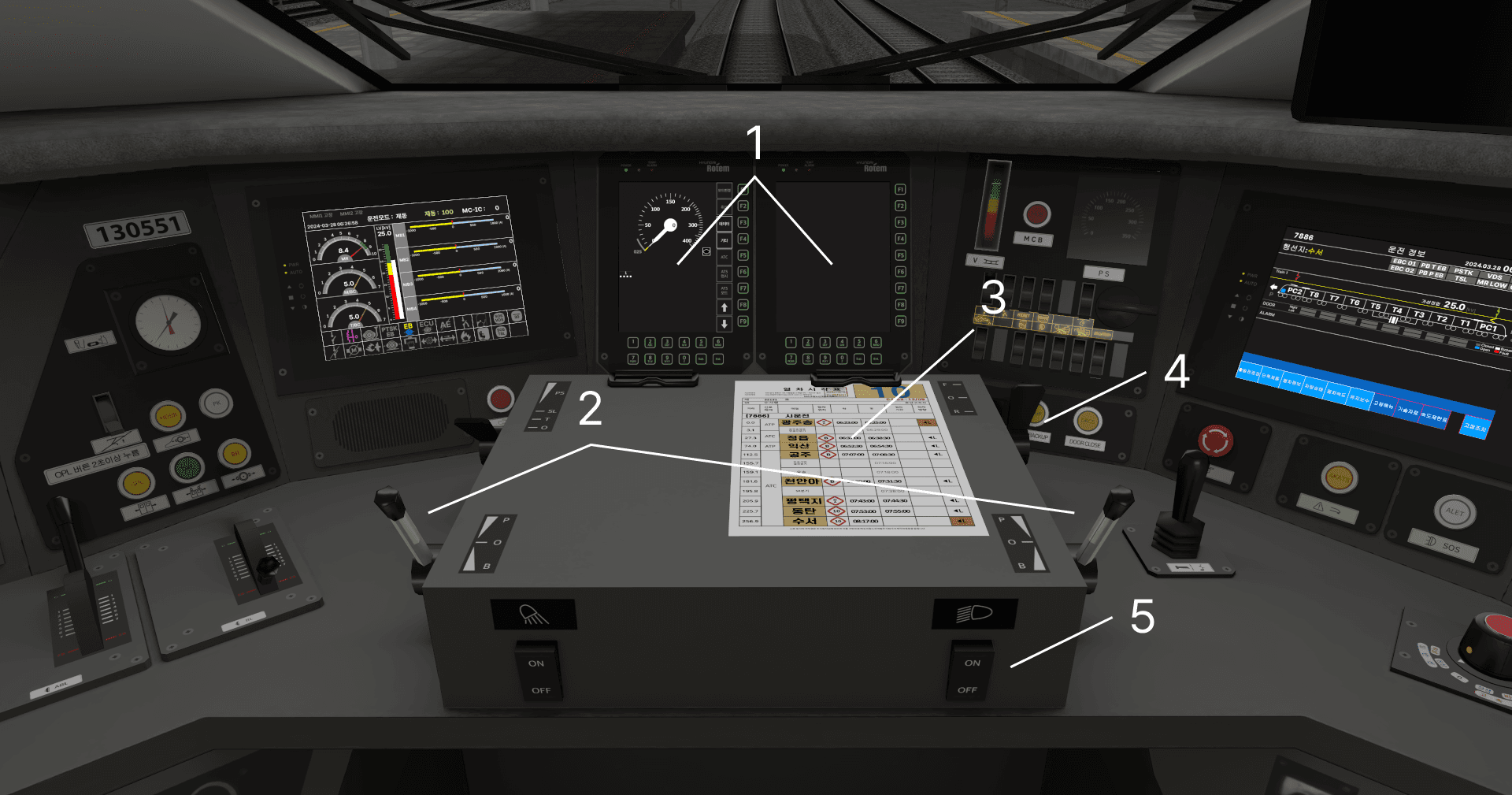 운전실 기기 배치 및 조작키 - OpenBVE 호남선 SRT 플레이 가이드 - RedWing Space